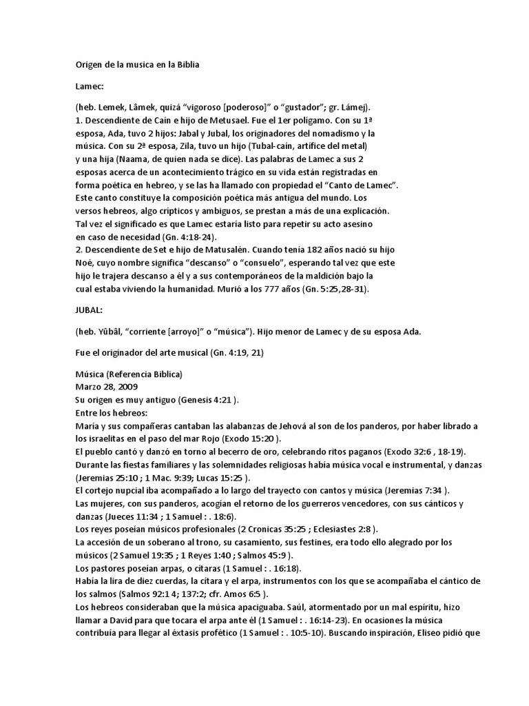 Origen de La Musica en La Biblia | PDF | Flauta | Templo en jerusalén