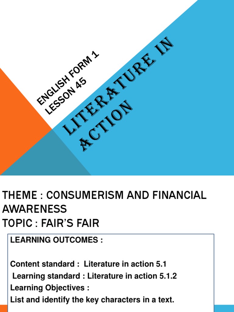 ENGLISH FORM 1 Literature Fair's Fair | PDF