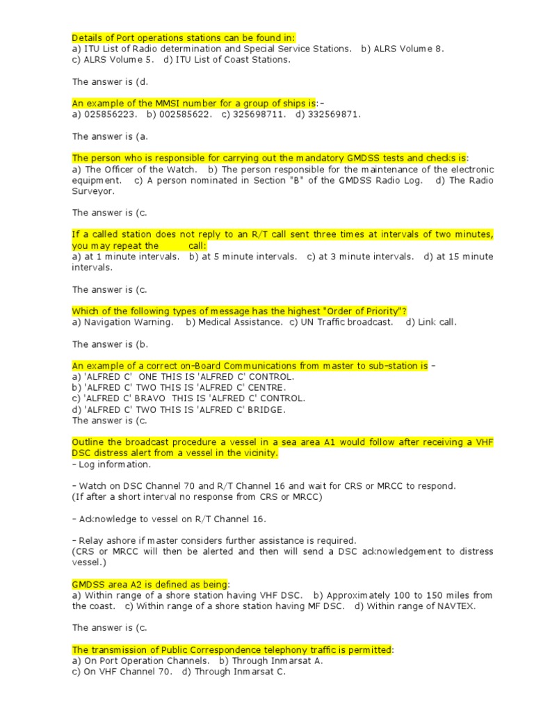 GMDSS Oral Questions | PDF | Water Transport | Wireless