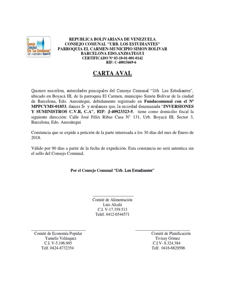 Carta Aval - Empresas | PDF