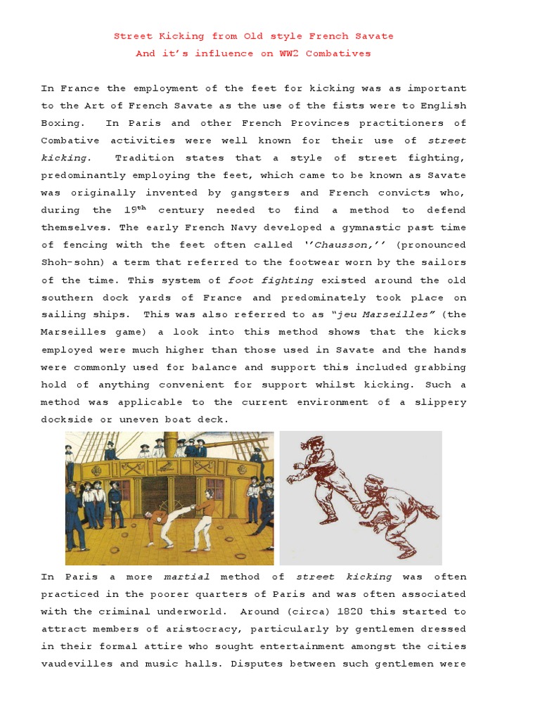 Street Kicking From Old Style French Savate | PDF | Combat Sports | Unrest