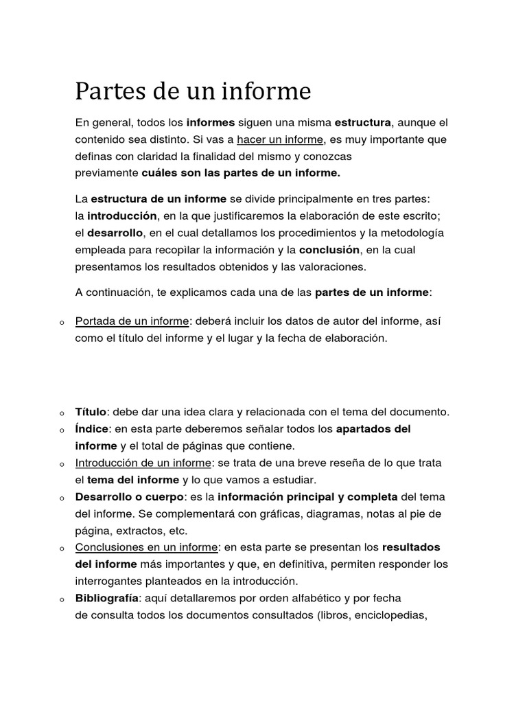 Partes Del Informe | PDF