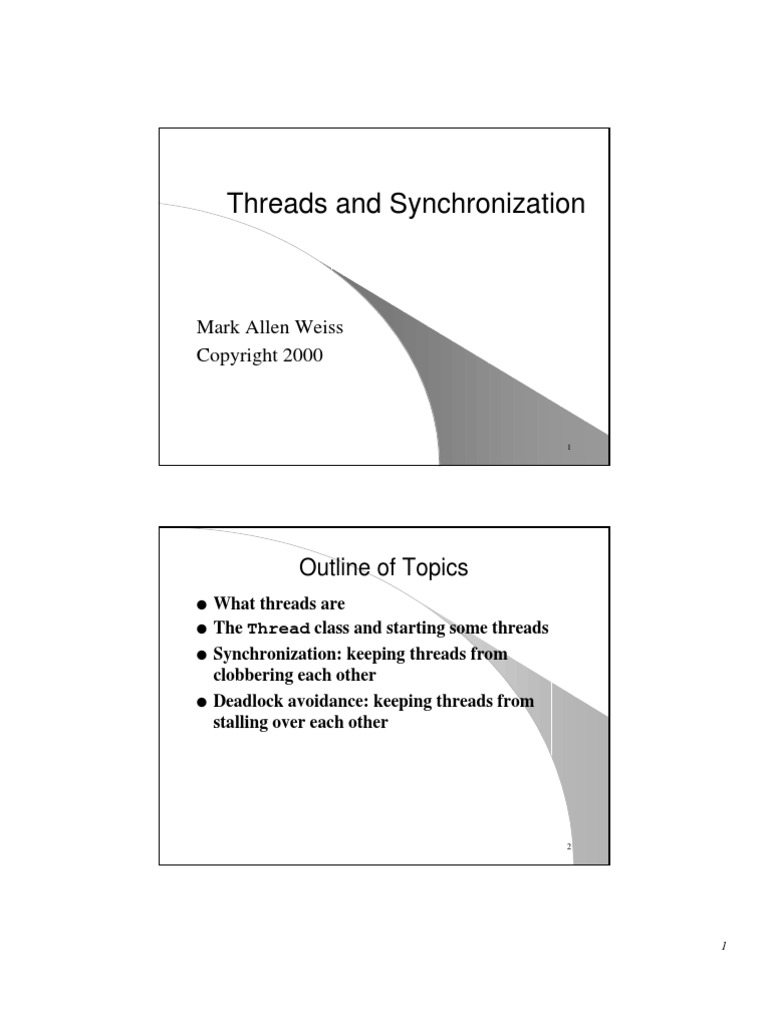 Threads and Synchronization: Mark Allen Weiss | PDF | Thread (Computing) | Method (Computer ...