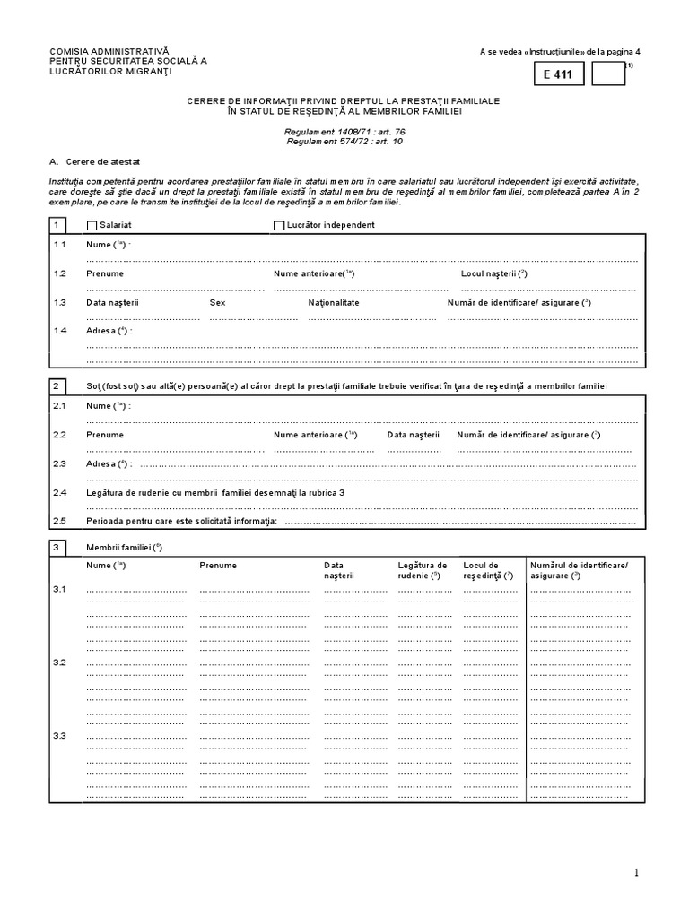 Form E411 Actualizat | PDF