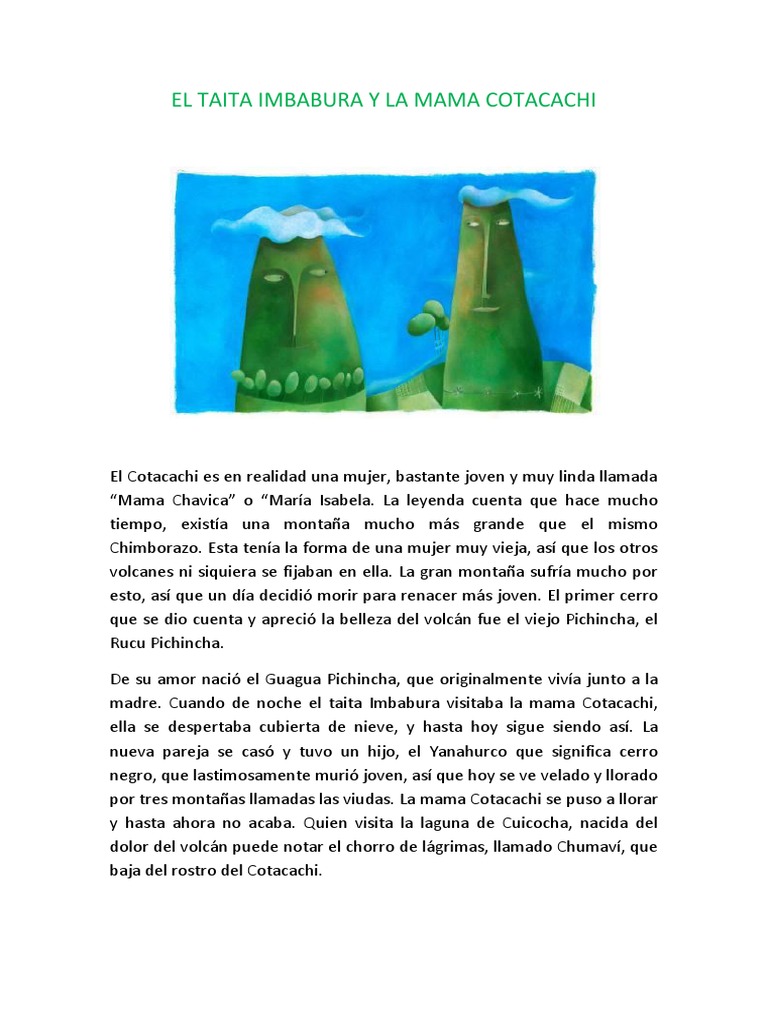 El Taita Imbabura y La Mama Cotacachi | PDF