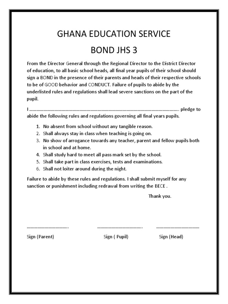 Bond Form JHS 3 | PDF