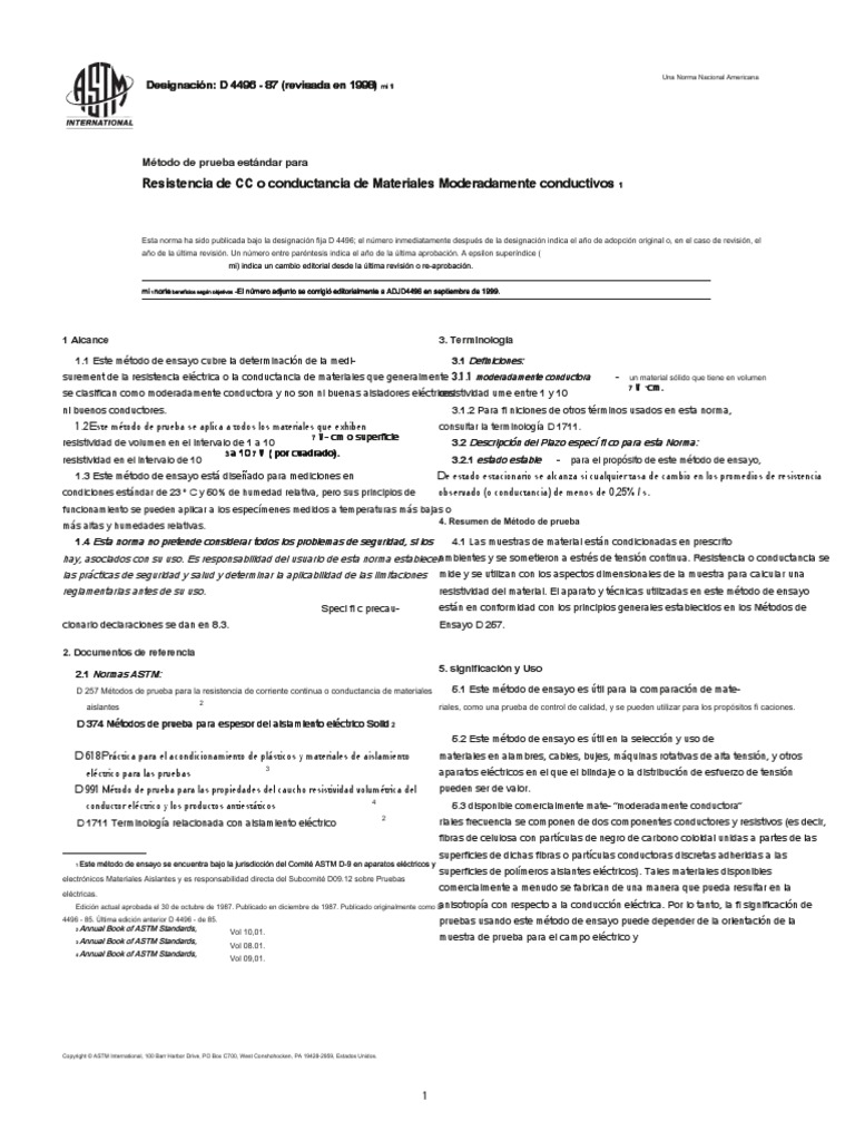 ASTM-D4496 - Resistencia Especifica Transversal - En.es | PDF ...