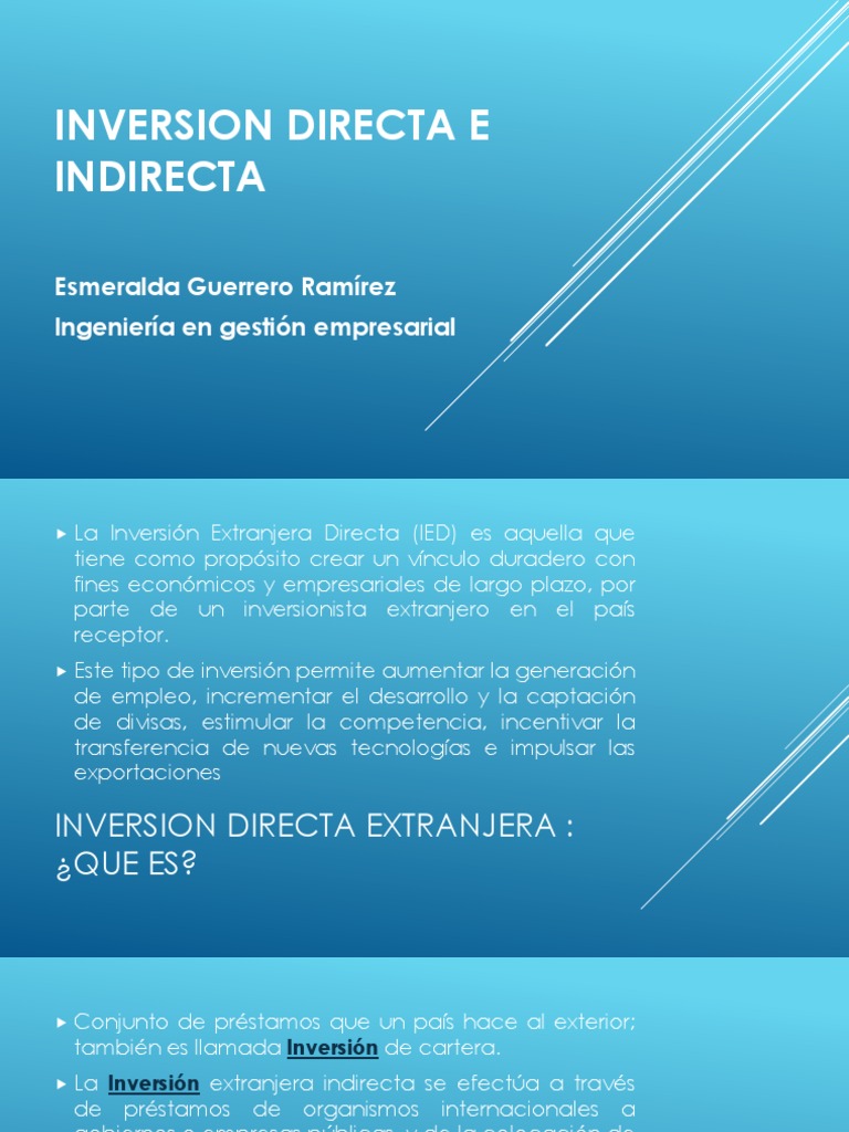 Inversion Directa e Indirecta | PDF | La inversión extranjera directa ...