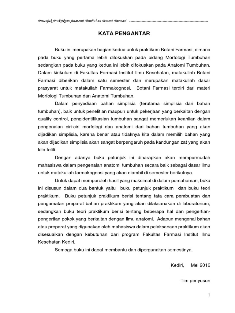 Buku Petunjuk Praktikum Anatomi Tumbuhan Botani Farmasi | PDF Buku Petunjuk Praktikum Anatomi Tumbuhan Botani Farmasi | PDF