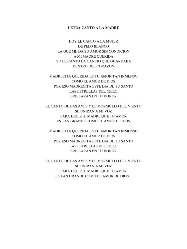 Canto a la Madre: Letra y Sentimiento | PDF | Amor | Ocio