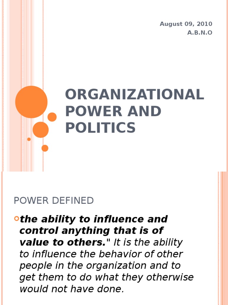 Organizational Power and Politics | PDF | Expert | Behavior