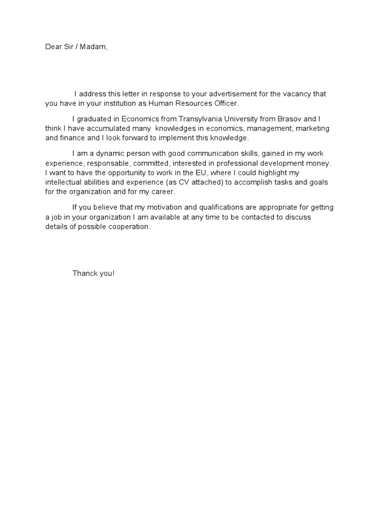 Motivation Letter | PDF