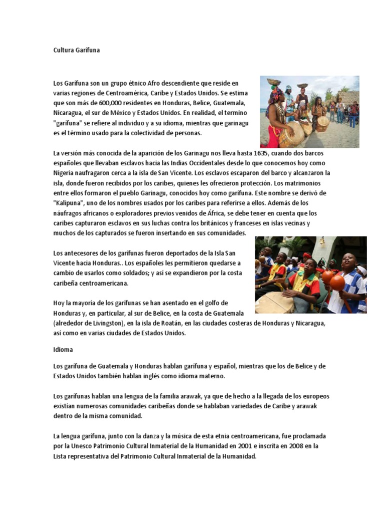 Cultura y Tradiciones Garífunas | PDF | Cultura de las Americas ...