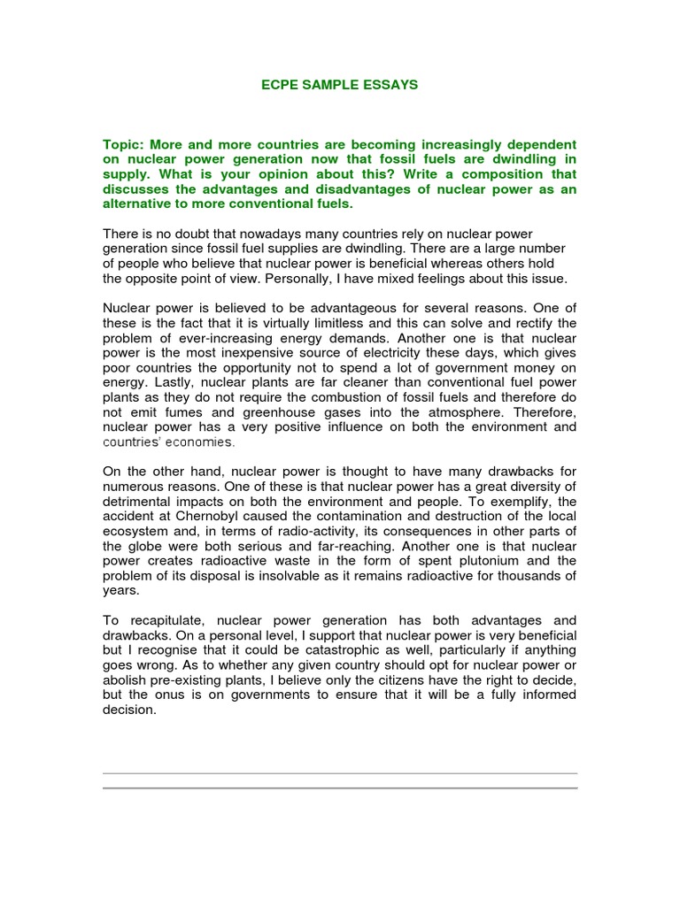 ECPE Essays | PDF | Social Networking Service | Nuclear Power