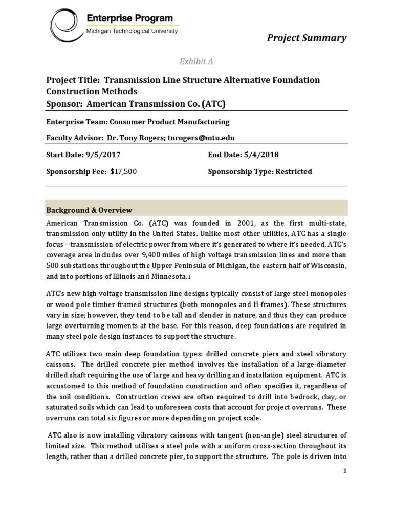 ATC Transmission Line Structure CPM Ent | PDF | Deep Foundation ...