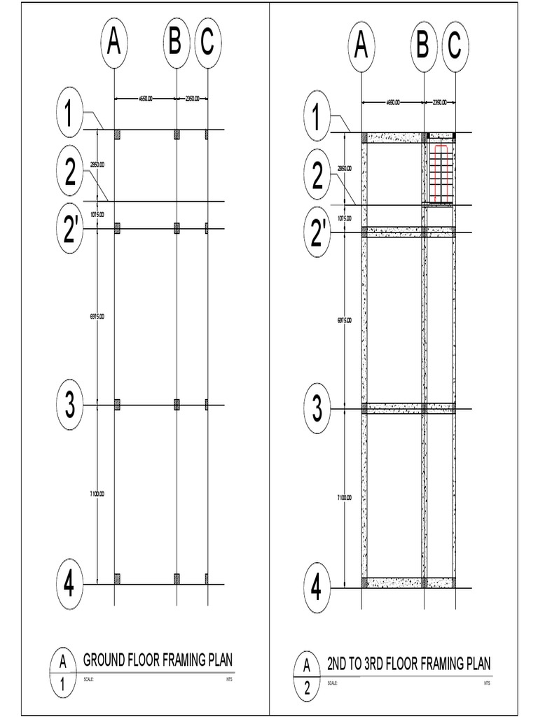 A BC 1 2 2' A BC 1 2 2': Ground Floor Framing Plan 2Nd To 3Rd Floor Framing Plan | PDF