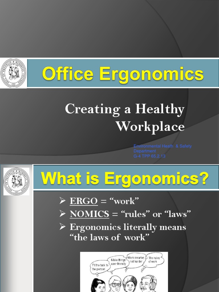 Office Ergonomics Powerpoint | PDF | Chair | Human Factors And Ergonomics