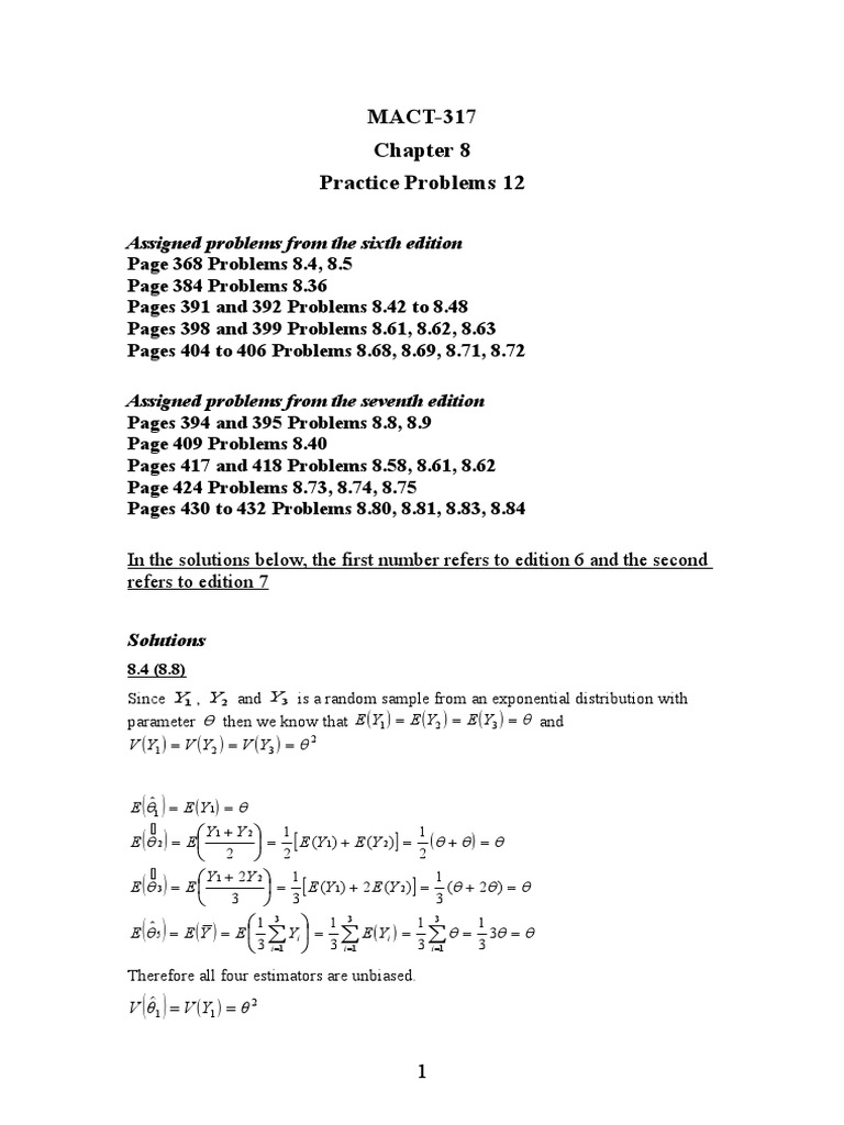 MACT-317 Practice Problems 12: Assigned Problems From The Sixth Edition | PDF | Confidence ...