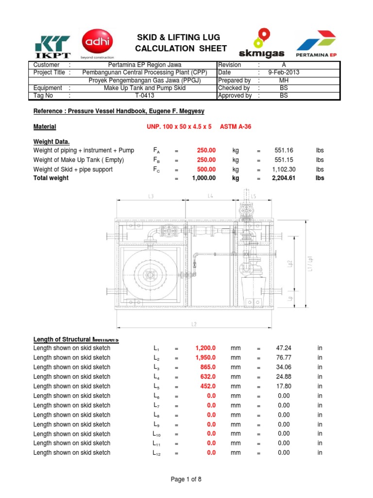 Skid Calculation Make Up Water Tank Rev A.by Am | PDF | Bending | Beam ...