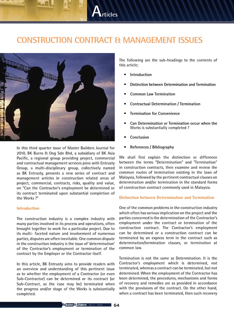 Construction Contract & Management Issues: Rticles | PDF | Breach Of ...