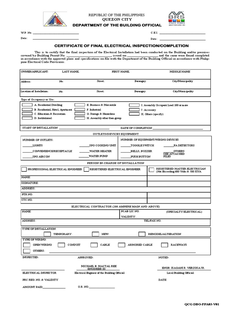 Quezon City Department of The Building Official | PDF | Electrical ...
