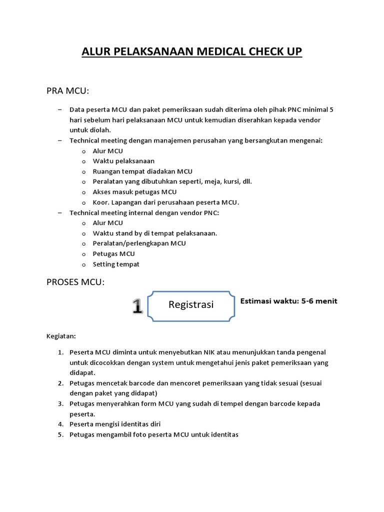 Alur Pelaksanaan Medical Check Up | PDF