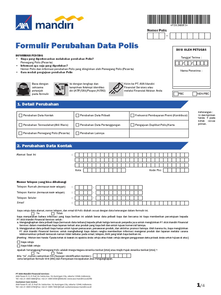 Formulir Perubahan Data Polis | PDF