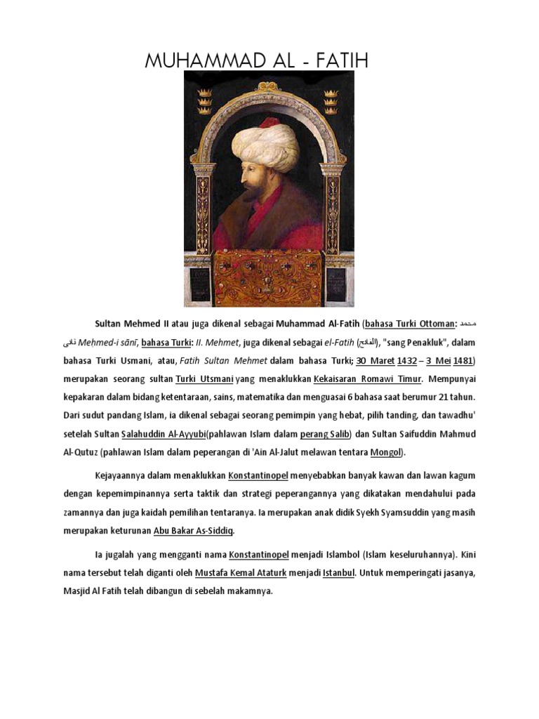Biografi Singkat Muhammad Al-Fatih | PDF