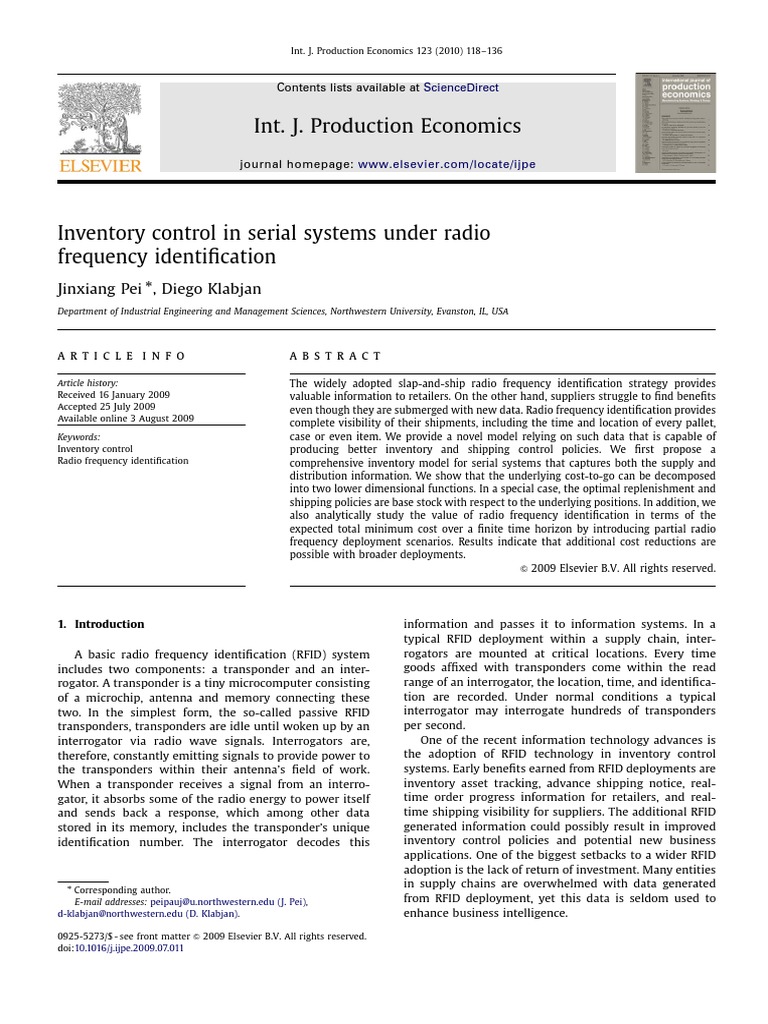 RFID-Enhanced Inventory Control Models | PDF | Radio Frequency ...
