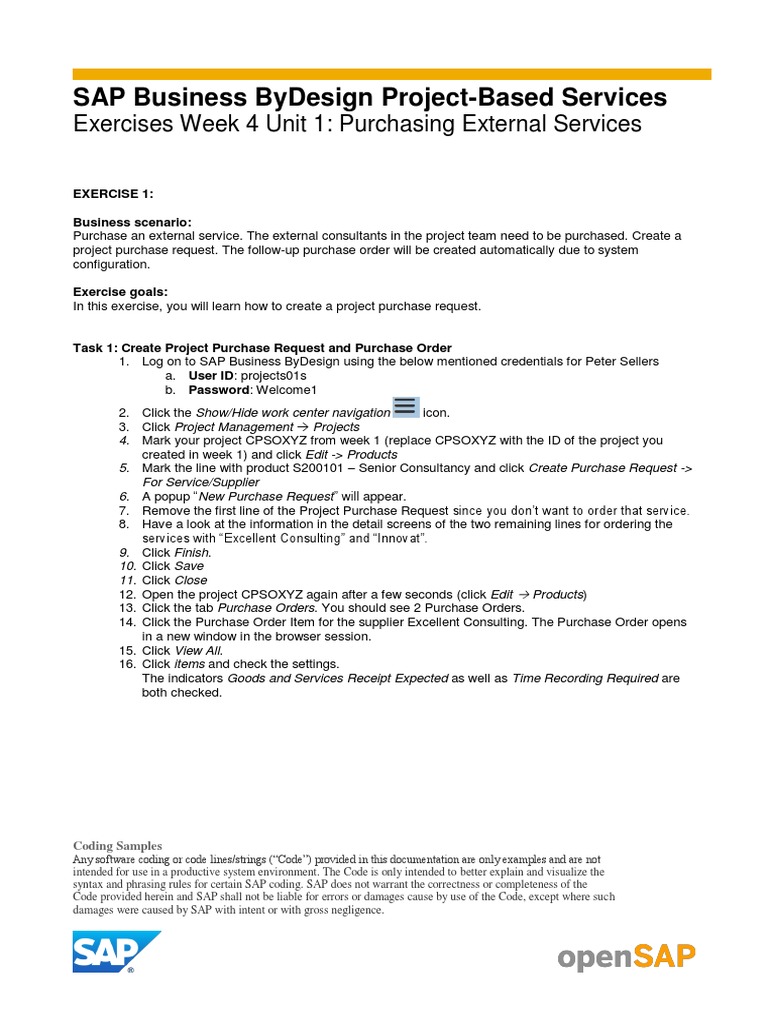 OpenSAP Byd5 Week 4 Unit 1 Additional Exercise | PDF | Computing | Software
