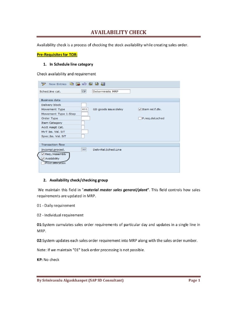 Availability Check | PDF