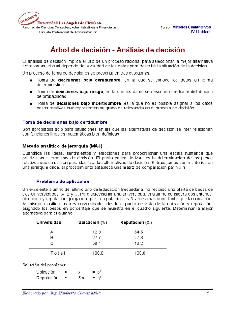 Arbol de Decision PDF | PDF | Decision Making | Cognition
