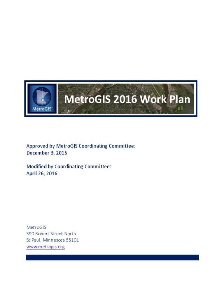 Metrogis 2016 Work Plan | PDF | Geographic Information System | Committee