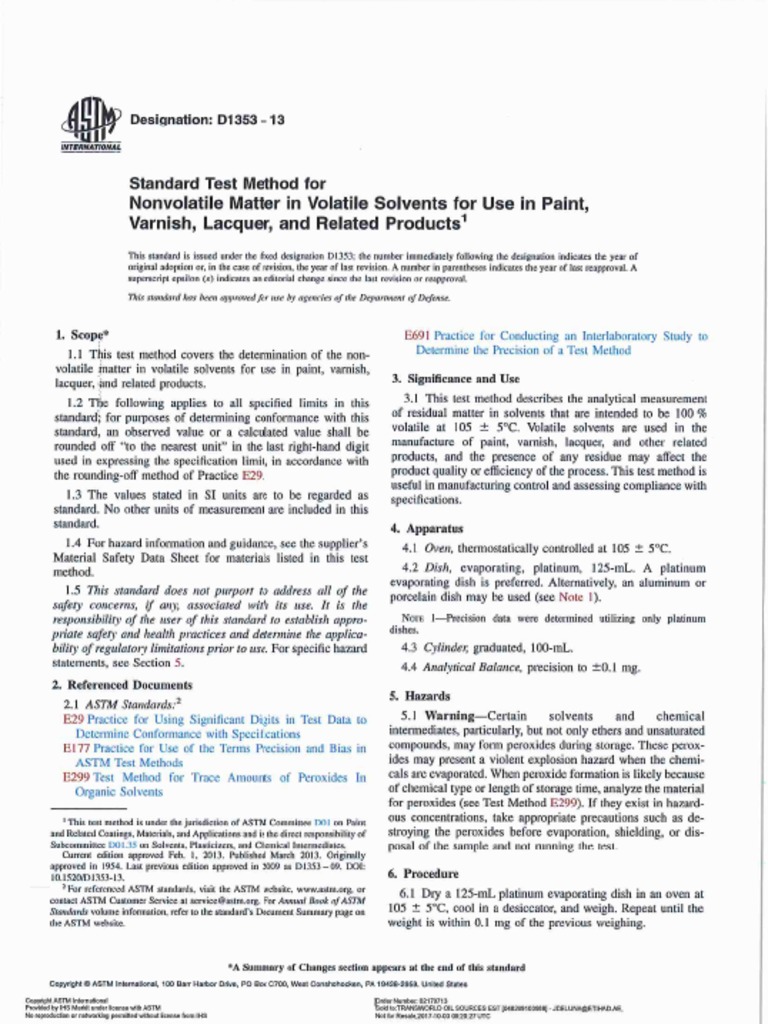 Astm D1353 2013 | PDF