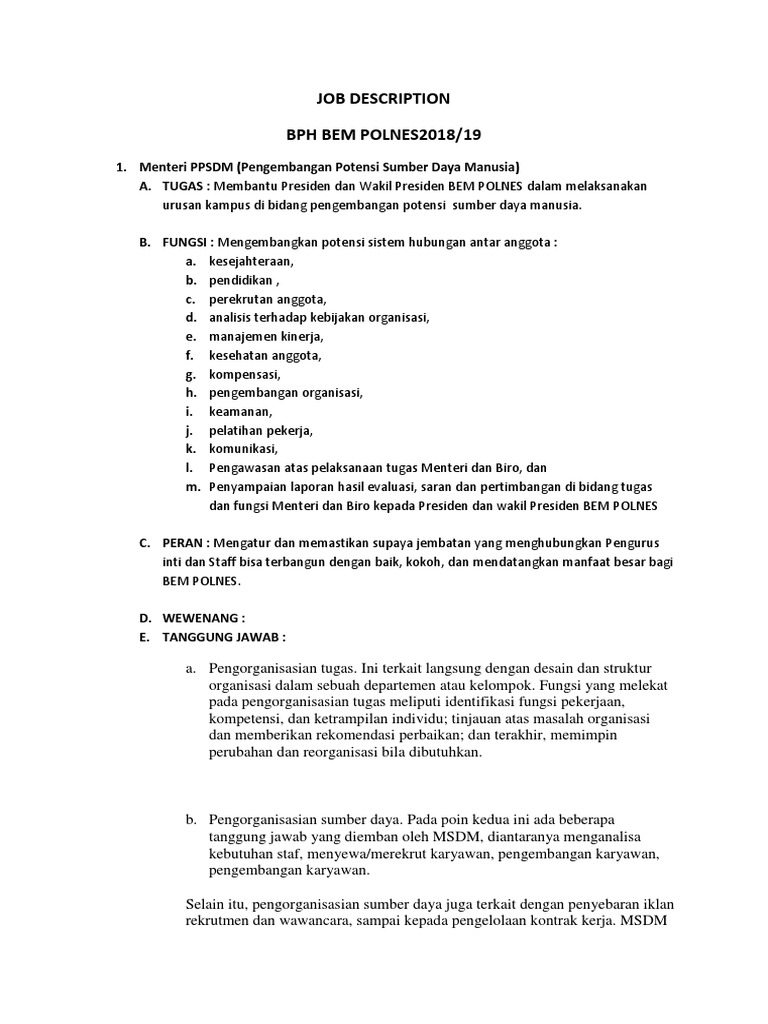 Roles and Responsibilities of Ministers and Bureaus in BEM POLNES ...