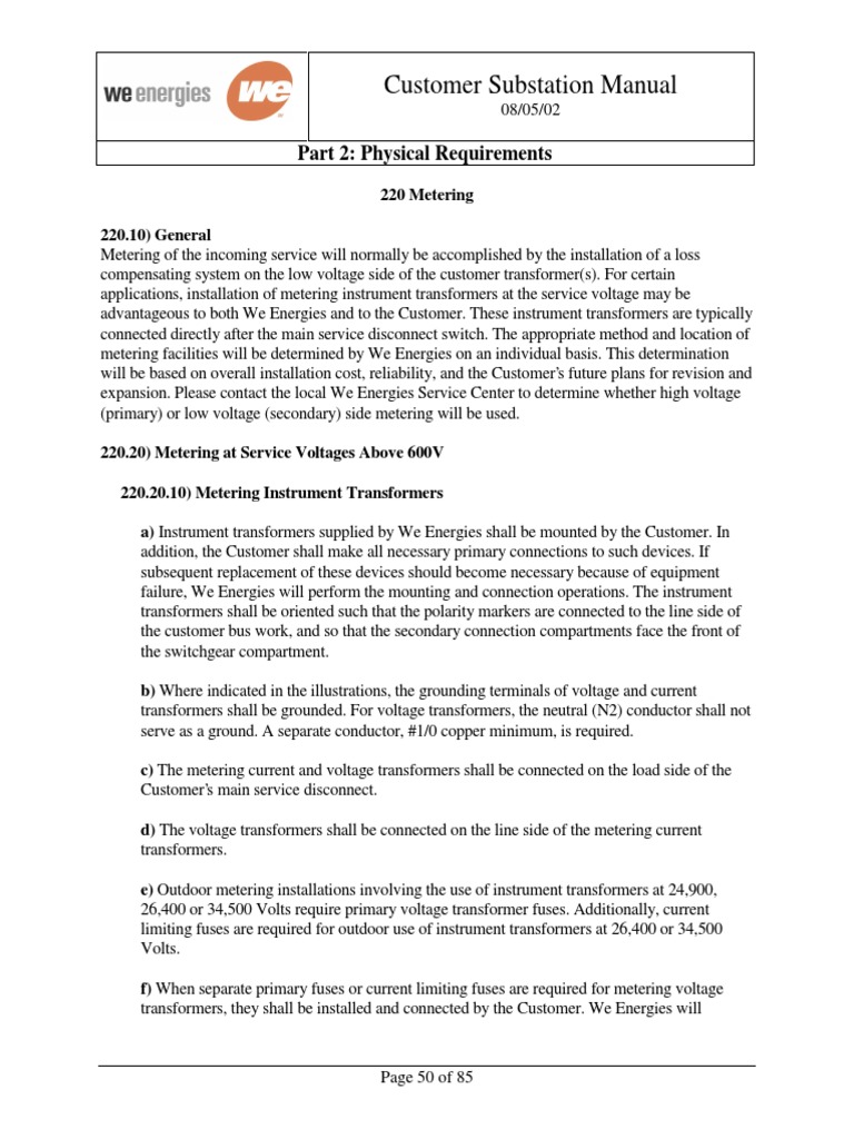 Cs - 220 Cust Substation Manual | Download Free PDF | Electrical ...