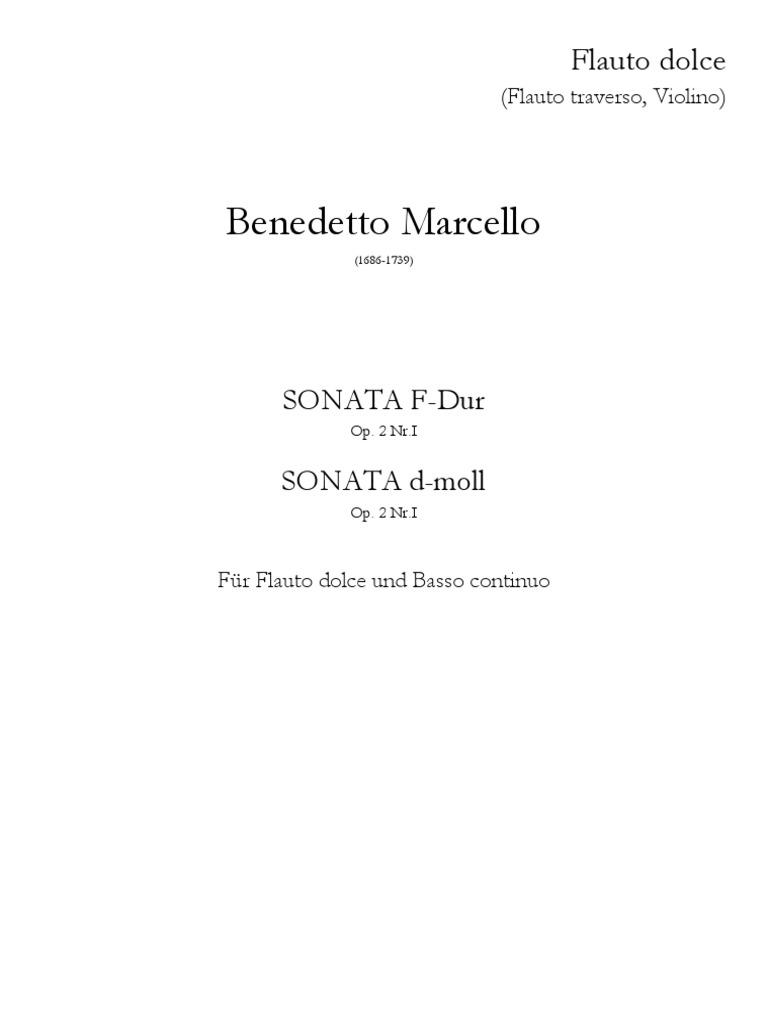 Marcello Flauto Sonatas Flauto Part 235310 | PDF