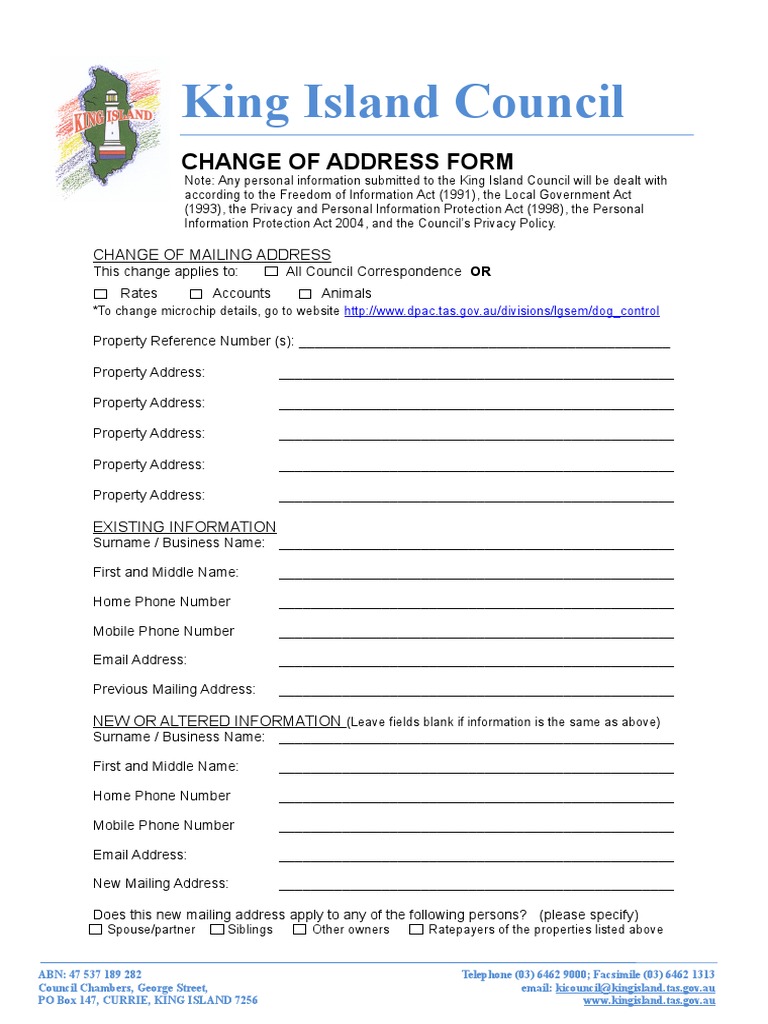 Change of Address Form | PDF | Lease | Government Information