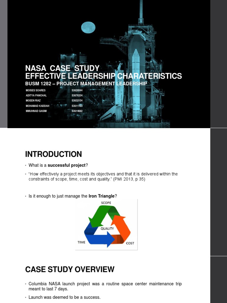 Nasa Case Study Effective Leadership Charateristics: BUSM 1282 ...