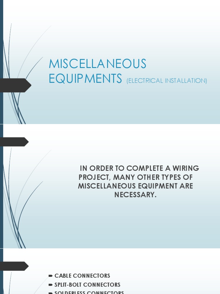Miscellaneous Equipments: (Electrical Installation) | PDF | Electrical ...