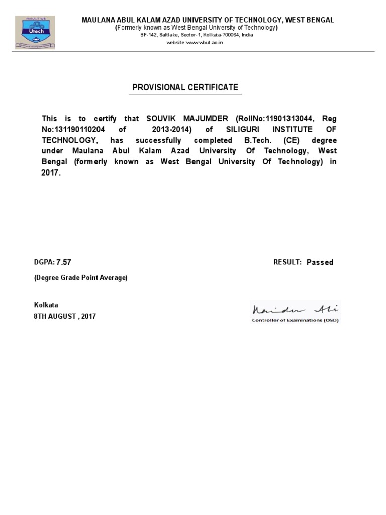 ProvisionalCertificate 131190110204 11901313044 | PDF