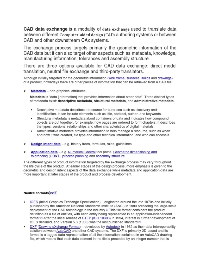 An In-Depth Look at Standard Formats for CAD Data Exchange: Focusing on ...