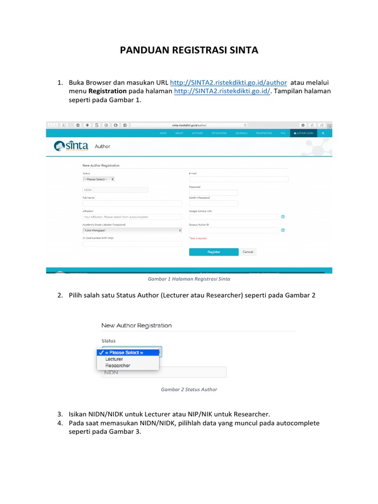 Panduan Registrasi Sinta PDF | PDF