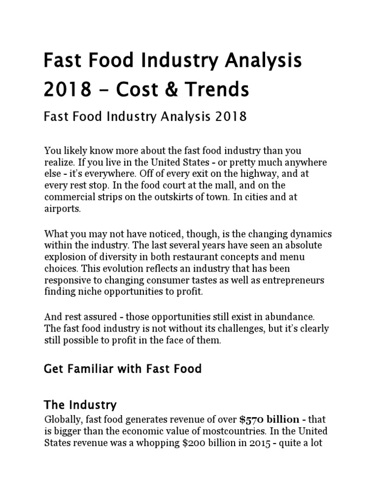 Fast Food Industry Analysis 2018 | PDF | Fast Food Restaurants | Fast Food