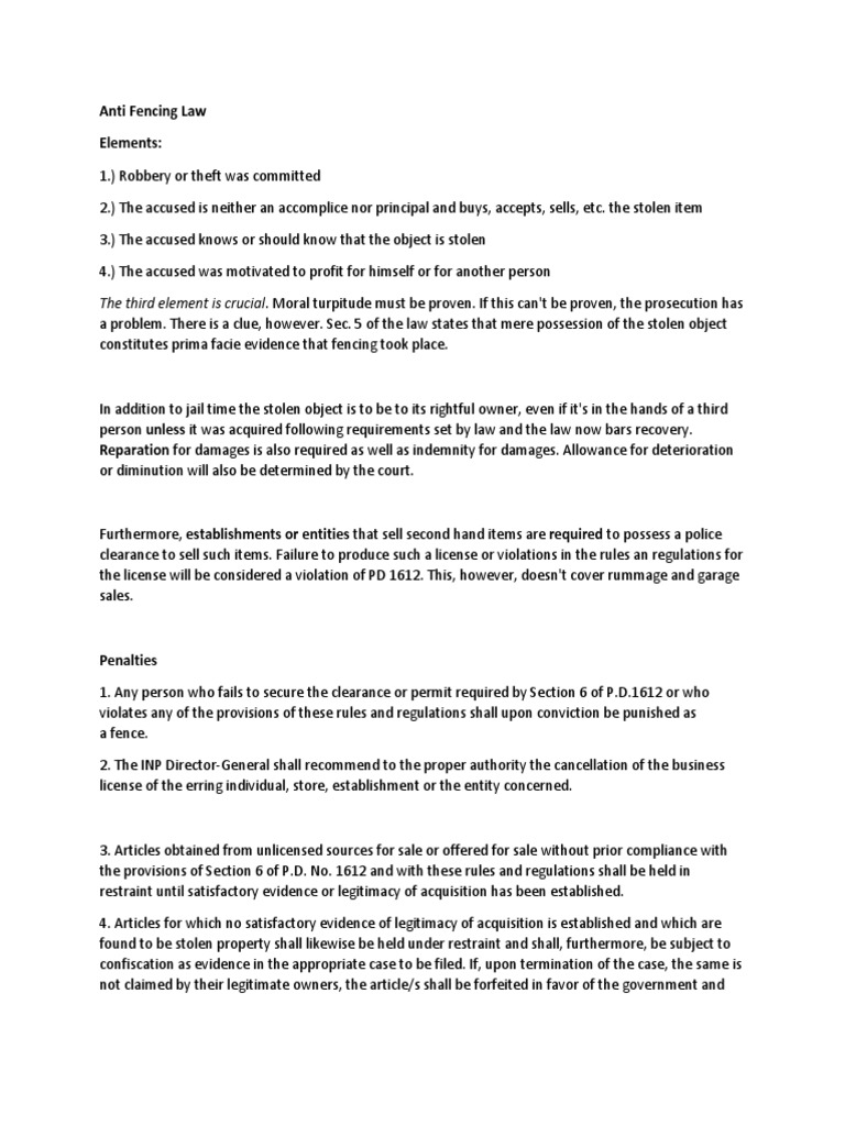 Anti Fencing Law | PDF | Theft | Robbery