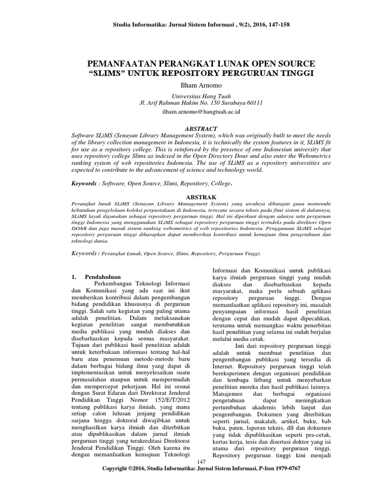 Jurnal Sistem Informasi Open Source Slims | PDF