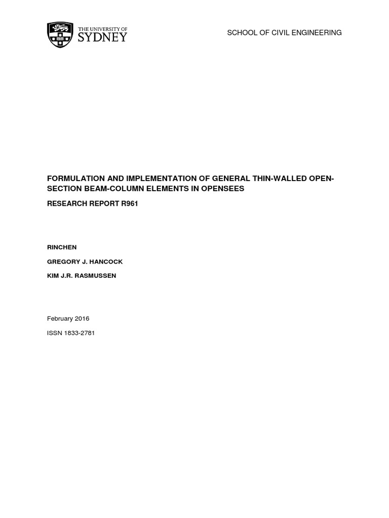 Formulation and Implementation of General Thin-Walled Open-Section Beam ...