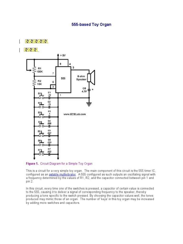 Circuit Diagram For A Simple Toy Organ Using A 555 Timer Ic Pdf