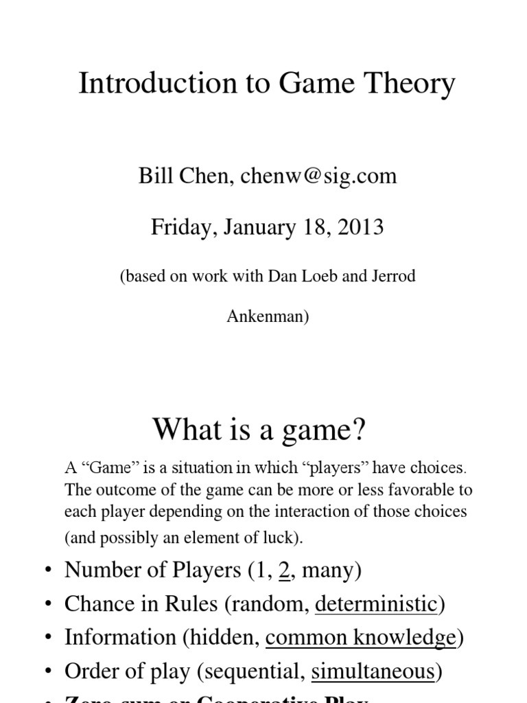 Introduction To Game Theory | PDF | Game Theory | Betting In Poker