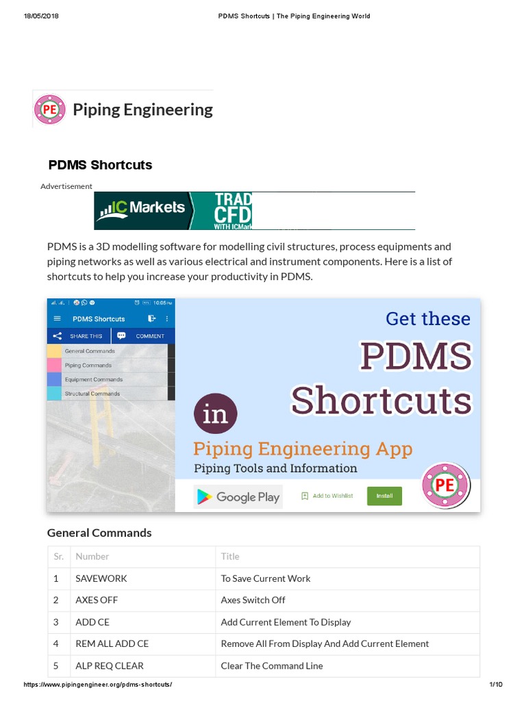 PDMS Shortcuts - The Piping Engineering World | PDF | Computing And Information Technology